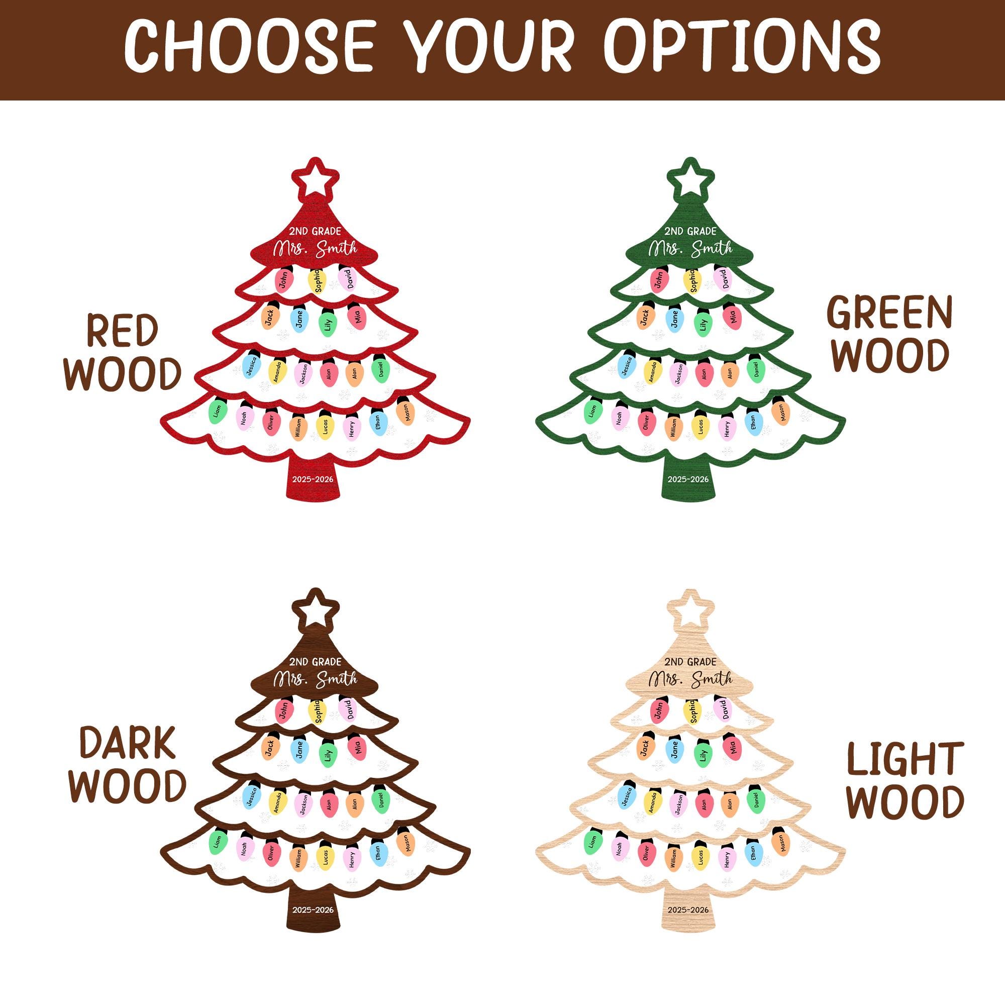 Custom Classroom List Teacher Christmas Tree Ornament, Personalized ...