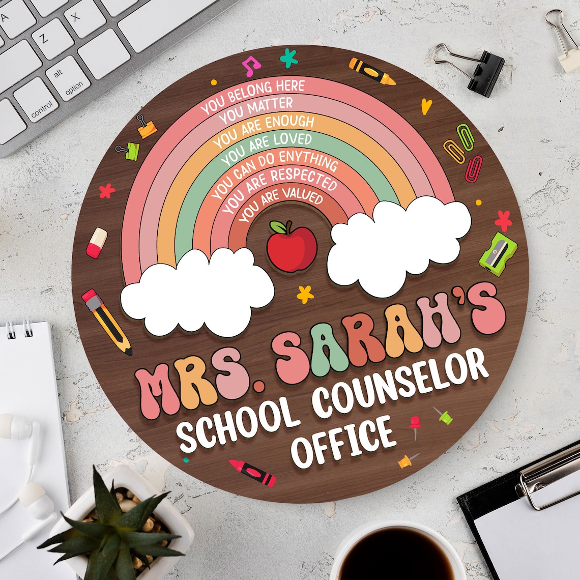 School Counselor Personalized 3D Wooden Name Sign, School Psychologists ...