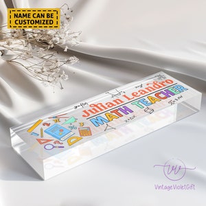 Math Teacher Appreciation Gift, Custom Desk Name Plate Plaque ...