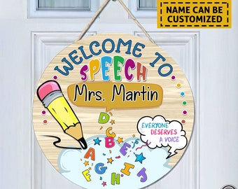 Welcome to Speech Door Sign, Speech Therapy Sign, Speech Language ...