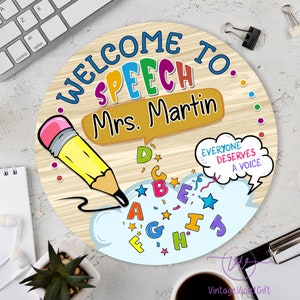 Welcome to Speech Door Sign, Speech Language Teacher Gift, SLP Gifts ...