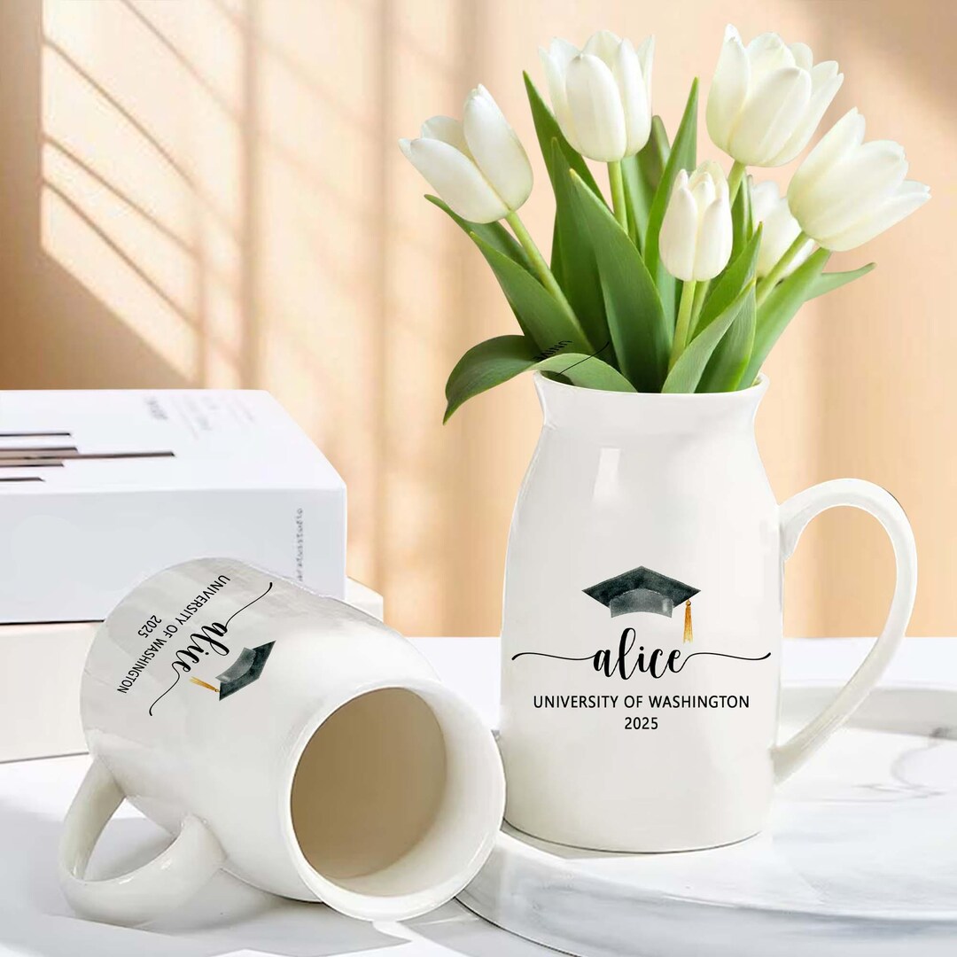 Graduation Flower Ceramic Vase,graduation Gift for Her, Personalized ...