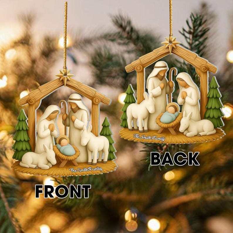 2D FLAT Nativity Jesus Gift,personalized Nativity Christmas Ornament ...