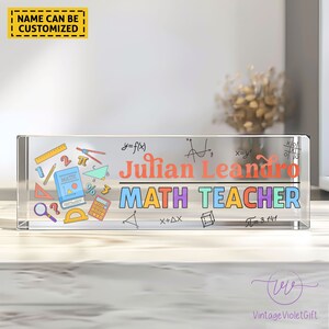 Math Teacher Appreciation Gift, Custom Desk Name Plate Plaque ...