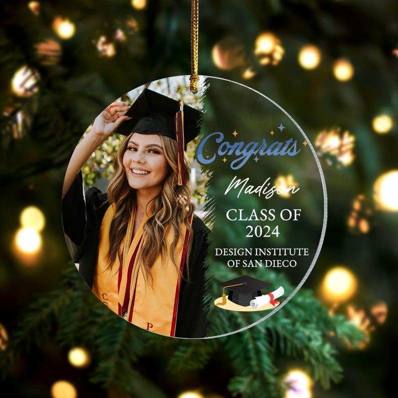 Congrats Graduation Photo Ornament, Custom School Graduation Gift ...