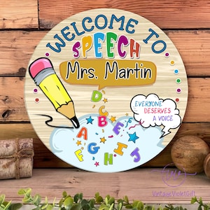 Welcome to Speech Door Sign, Speech Language Teacher Gift, SLP Gifts ...