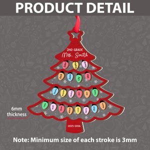 Custom Classroom List Teacher Christmas Tree Ornament, Personalized ...