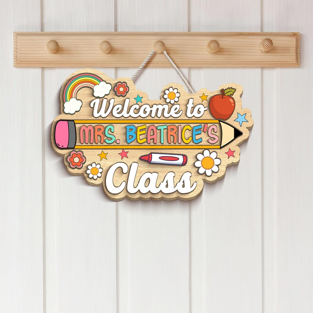 Teacher Door Sign Hanger, Classroom Door Wreath Decor, Back to School ...