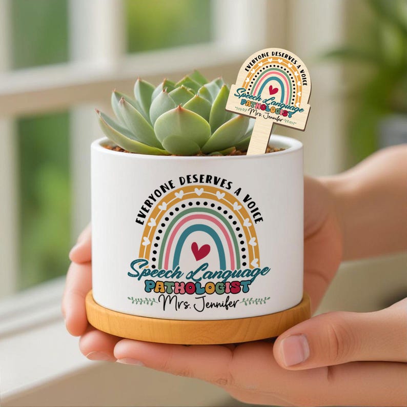 Speech Therapy Plant Pot, Speech Therapist Gift, SLP Custom Name Plant ...