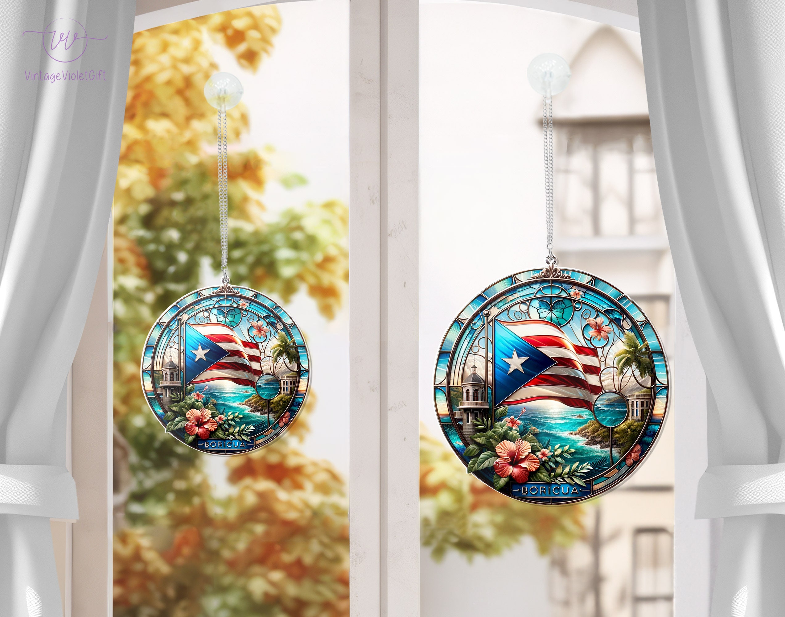 Puerto Rico Suncatcher Acrylic Window Decor,puerto Rico Acrylic Hanging ...