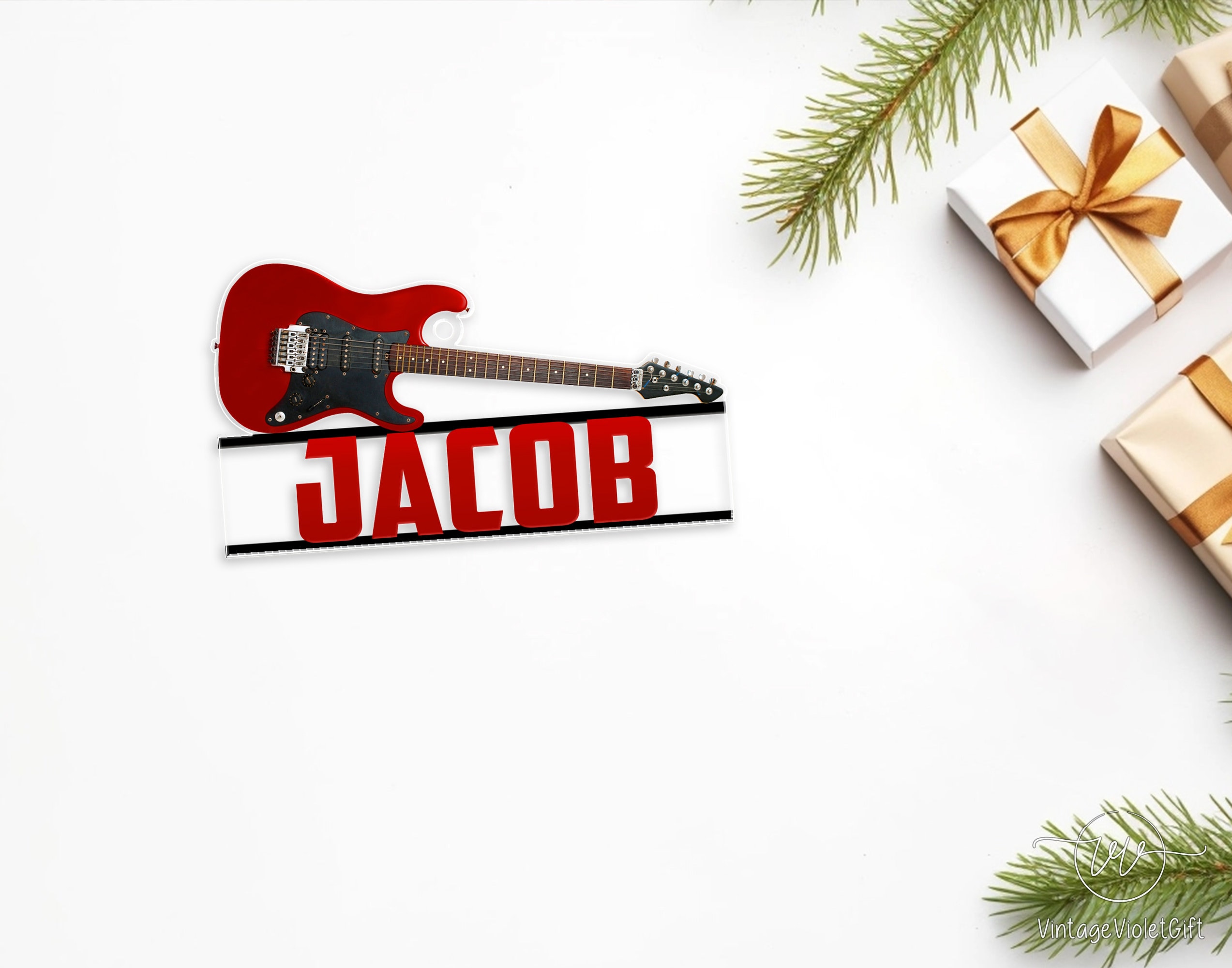 Electric Guitar Ornament Custom Guitar With Name 2D Ornament - Etsy