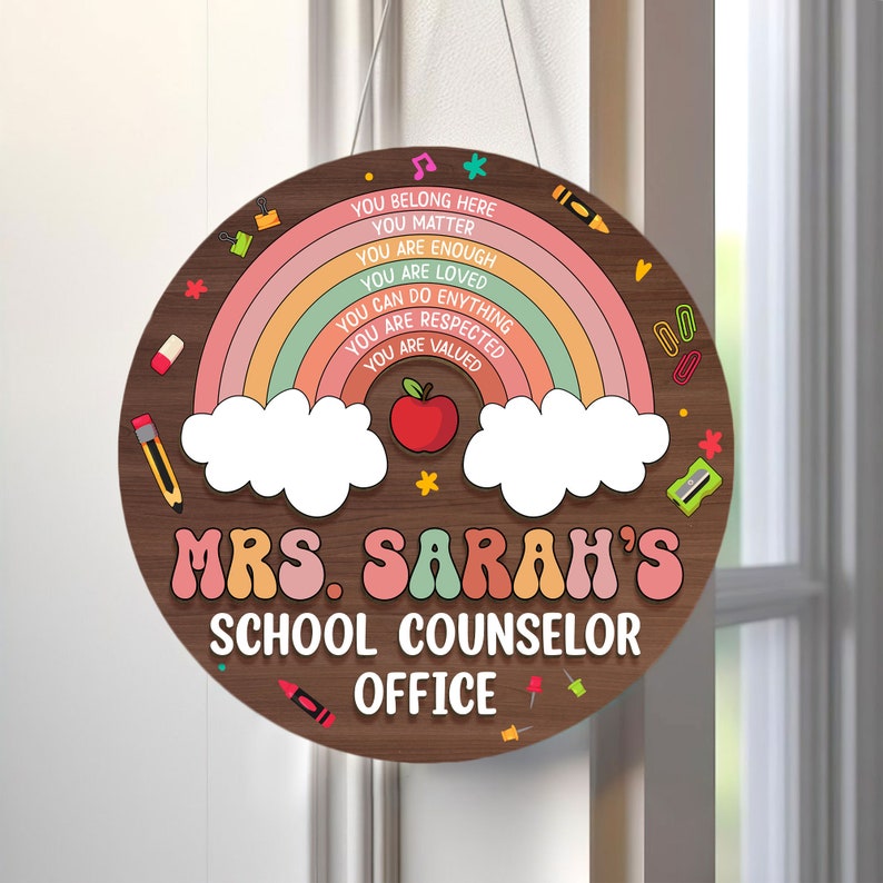 School Counselor Personalized 3D Wooden Name Sign, School Psychologists ...