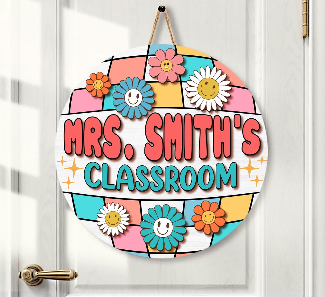 Personalized Disco Classroom 3D Door Sign, Teacher Disco Ball Door ...
