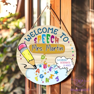 Welcome to Speech Door Sign, Speech Language Teacher Gift, SLP Gifts ...