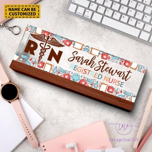 LPN, RN, Nurse Glass Office Desk Name Plate, Clear Personalized ...