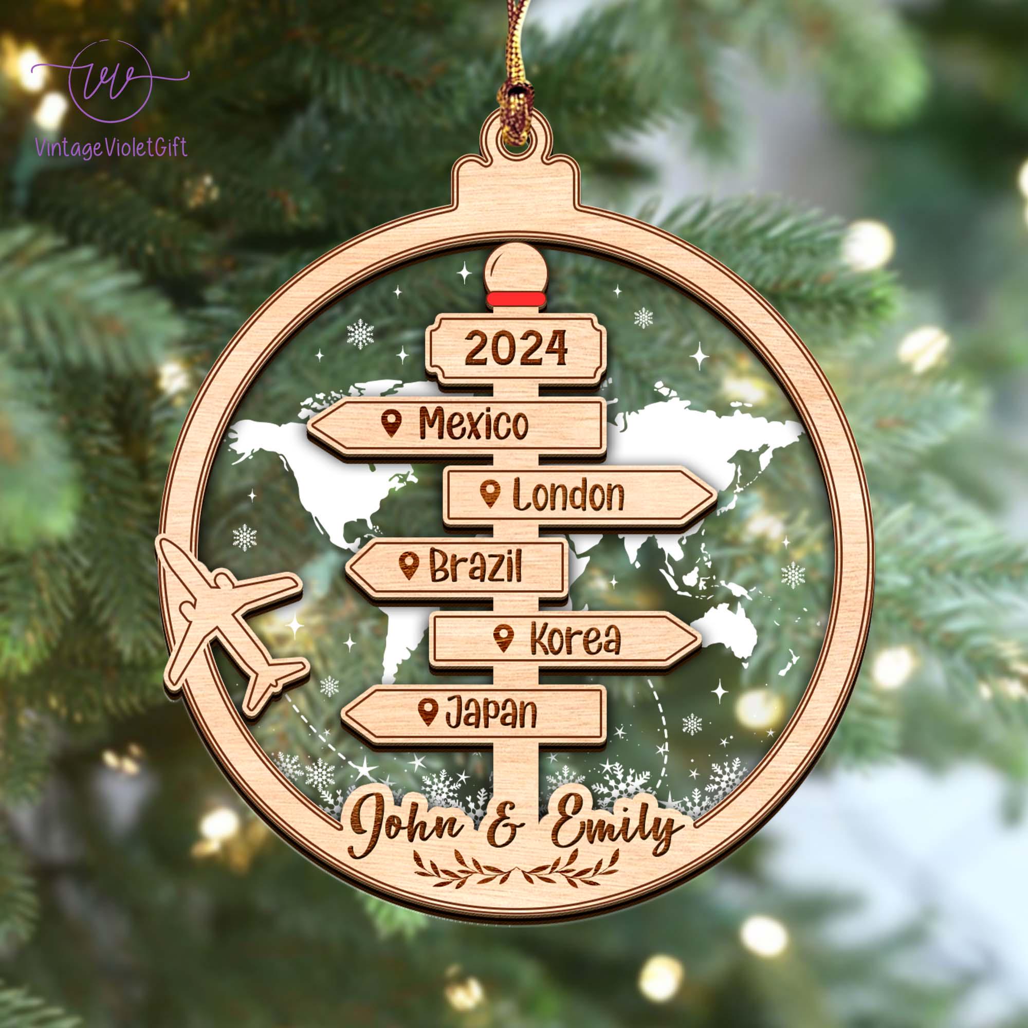 Personalized Travel Adventure Ornament, Custom Traveling Destination ...