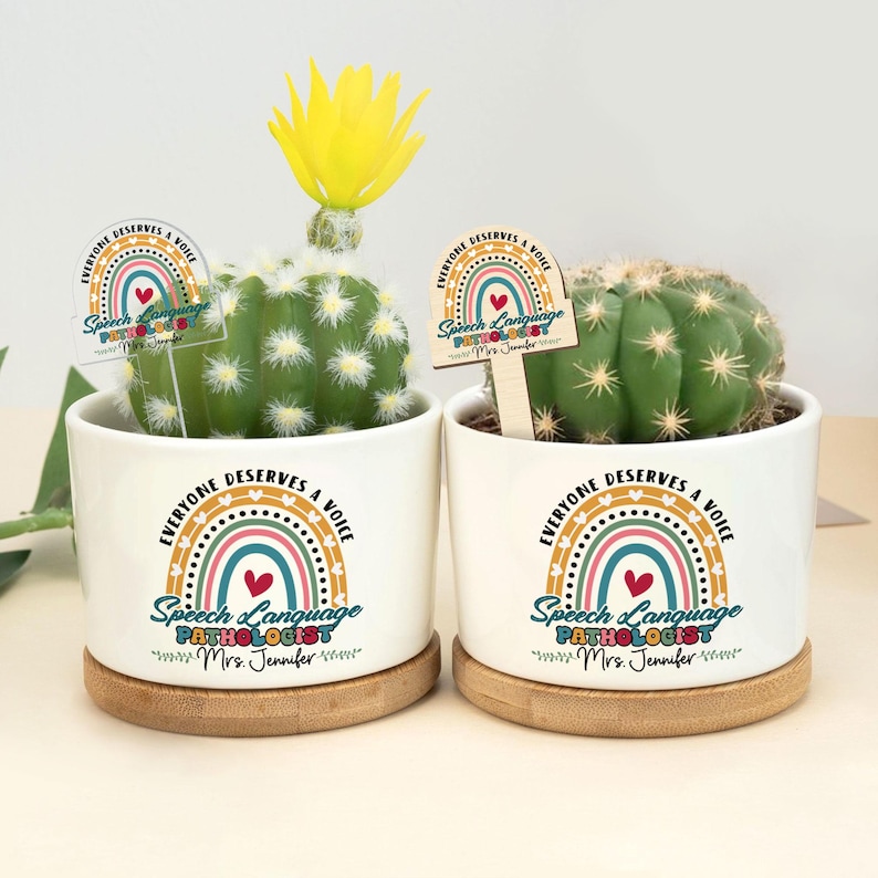Speech Therapy Plant Pot, Speech Therapist Gift, SLP Custom Name Plant ...