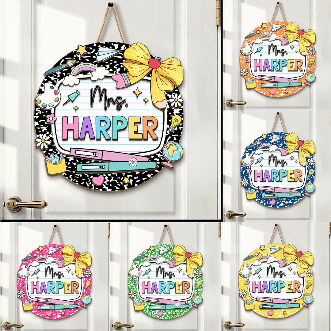 Personalized Composition Notebook 3D Door Sign, Custom Teacher Door ...