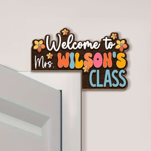 Teacher Door Sign, Back to School Gift, Personalized Classroom 3D ...