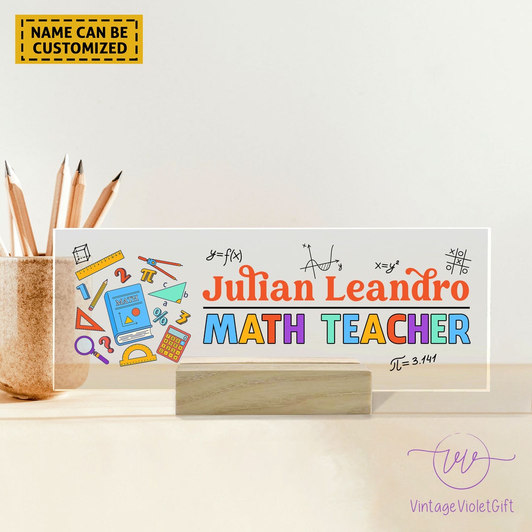Math Teacher Appreciation Gift, Custom Desk Name Plate Plaque ...