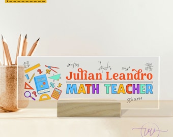 Math Teacher Appreciation Gift Custom Desk Name Plate Plaque Gift UV ...