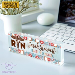 LPN, RN, Nurse Glass Office Desk Name Plate, Clear Personalized ...
