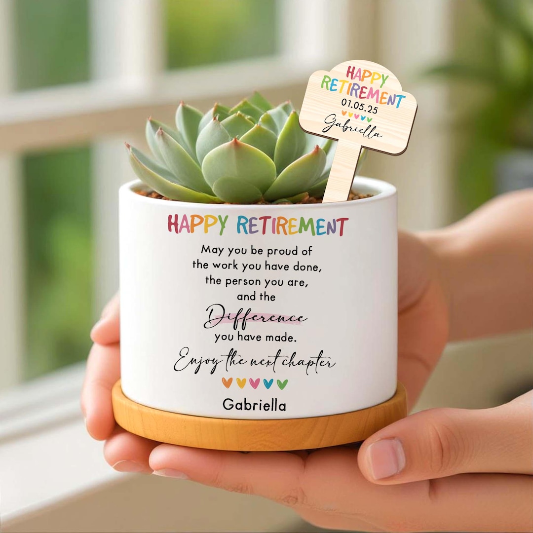 Happy Retirement Gifts for Women Coworker, Custom Succulent Plant Pot ...