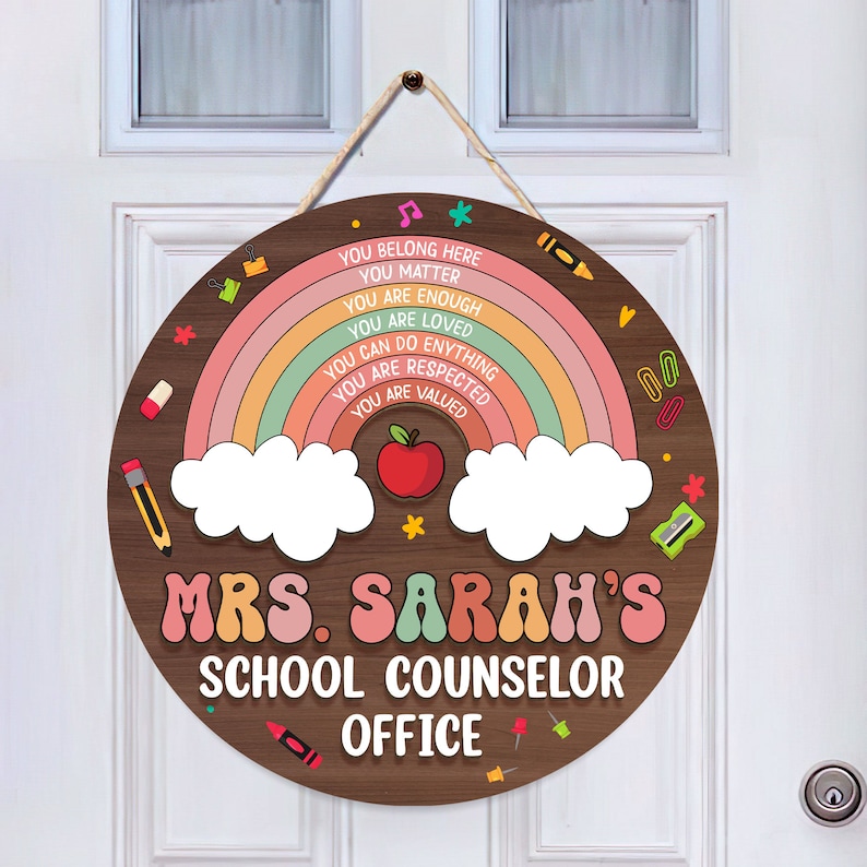 School Counselor Personalized 3D Wooden Name Sign, School Psychologists ...