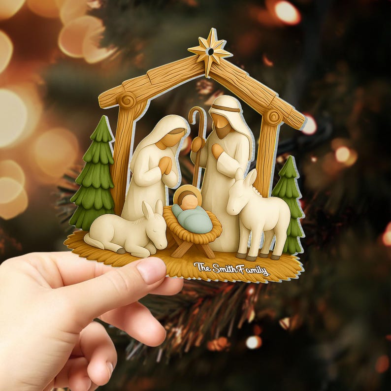 2D FLAT Nativity Jesus Gift,personalized Nativity Christmas Ornament ...