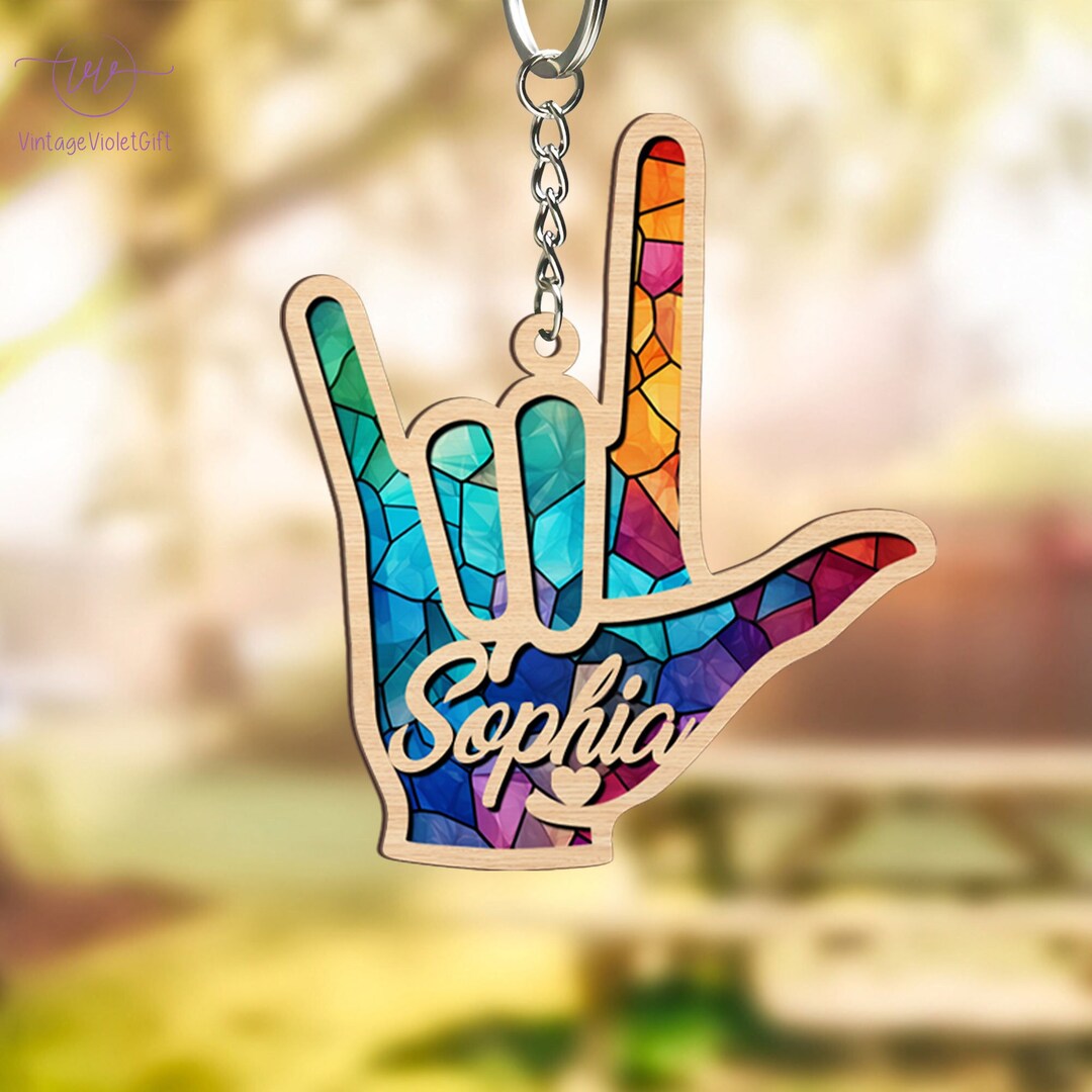 Custom Sign Language Keychain, Sign Language Gift, ASL Gift ...