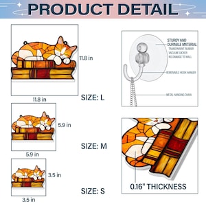 Orange Cat on the Books Acrylic Hanging Decor, Book Lover Gift Acrylic ...