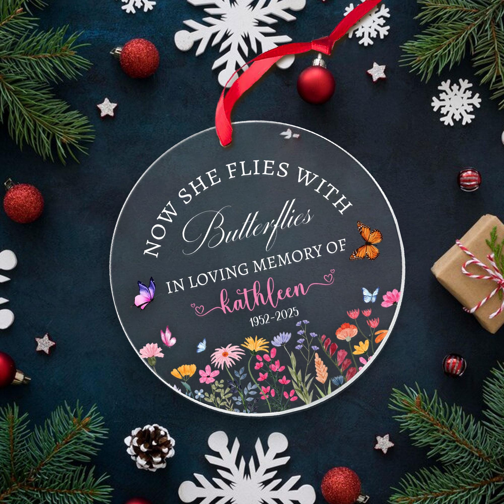 Now She Flies With Butterflies Memorial Ornament,in Love Memory ...