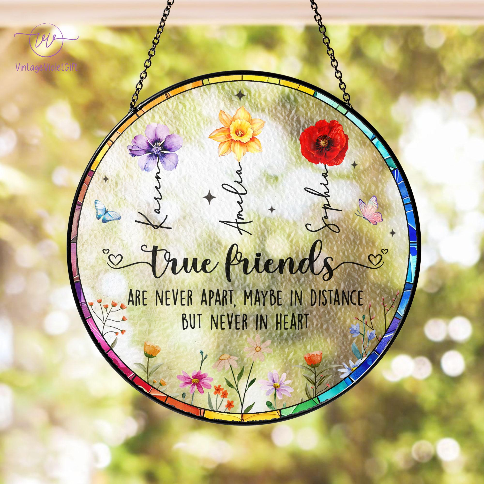 Best Friend Stained Glass Suncatcher, Friendship Birth Month Flower ...