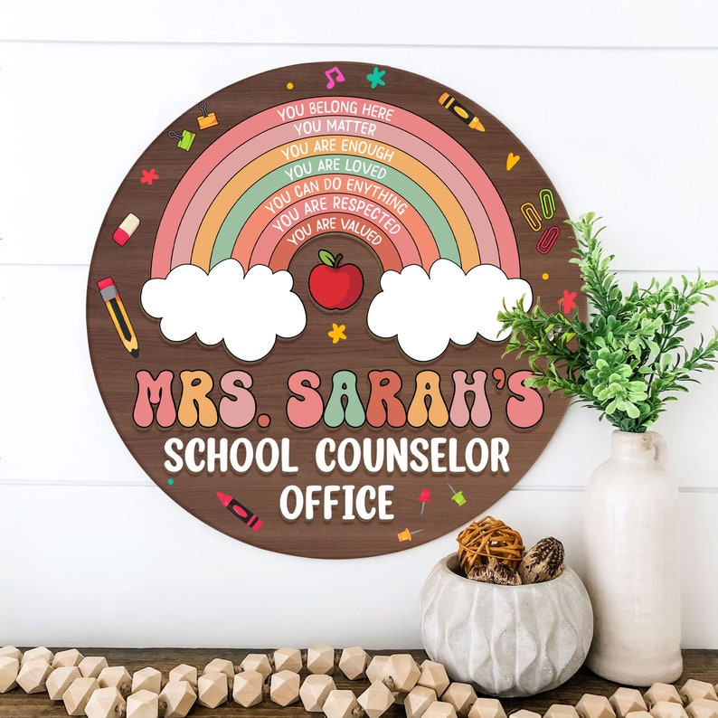 School Counselor Personalized 3D Wooden Name Sign, School Psychologists ...