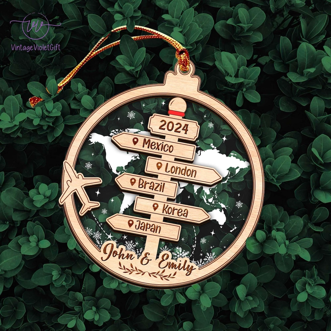 Personalized Travel Adventure Ornament, Custom Traveling Destination ...
