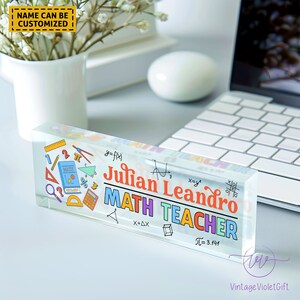 Math Teacher Appreciation Gift, Custom Desk Name Plate Plaque ...