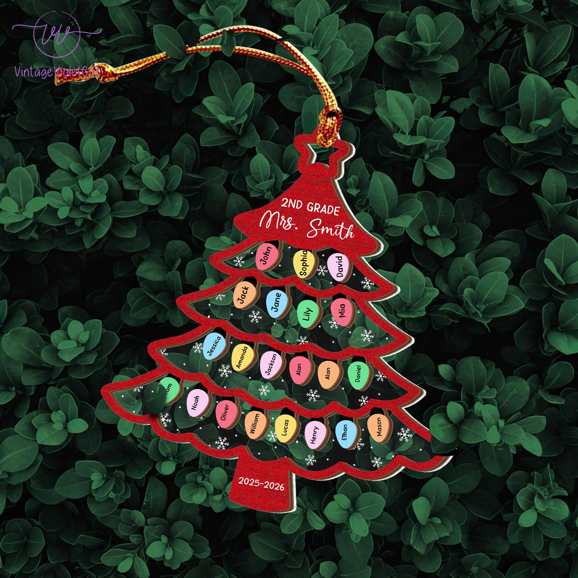 Custom Classroom List Teacher Christmas Tree Ornament, Personalized ...
