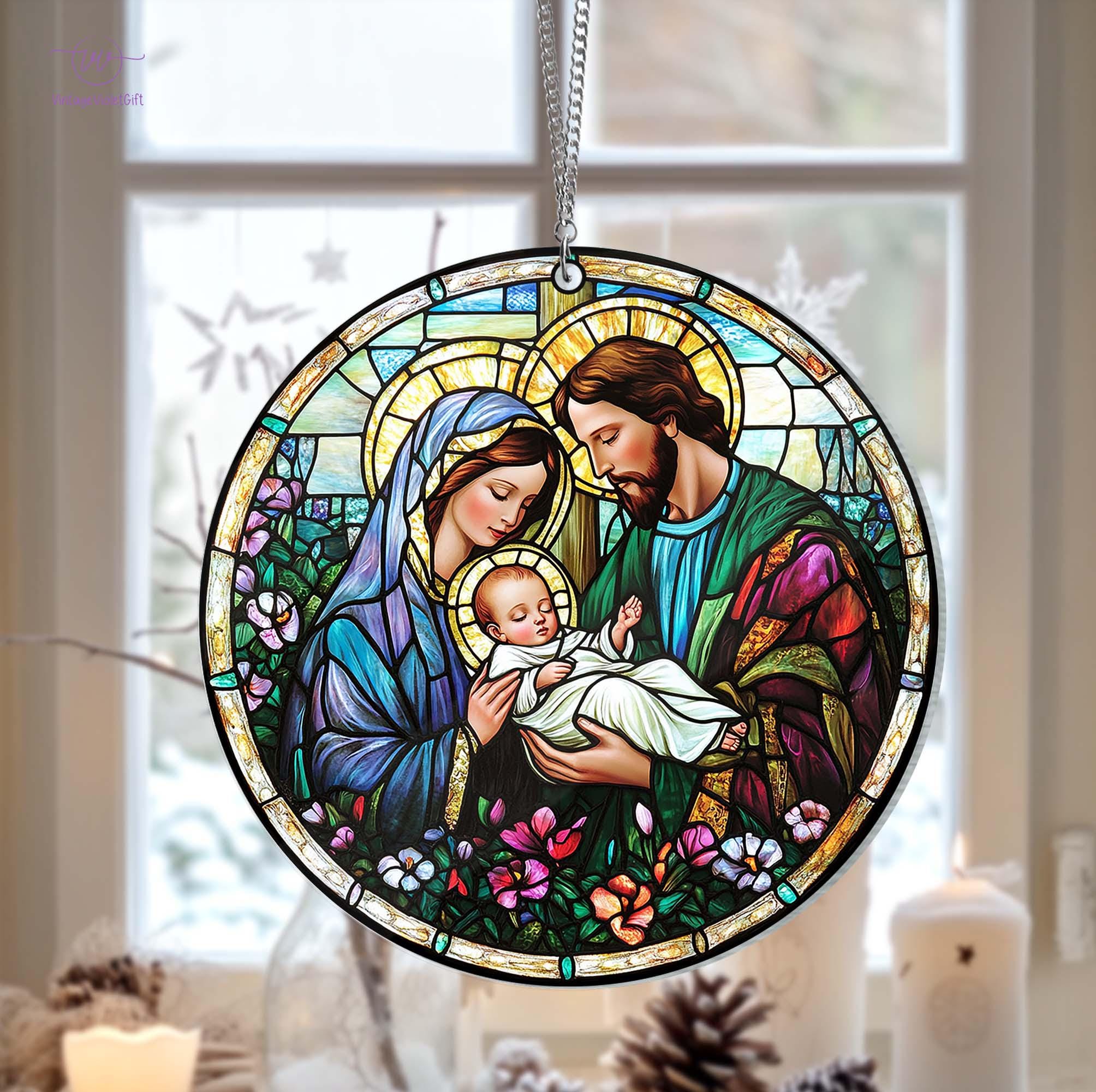 Nativity Christmas Window Hanging Ornament, Nativity Religious Ornament ...