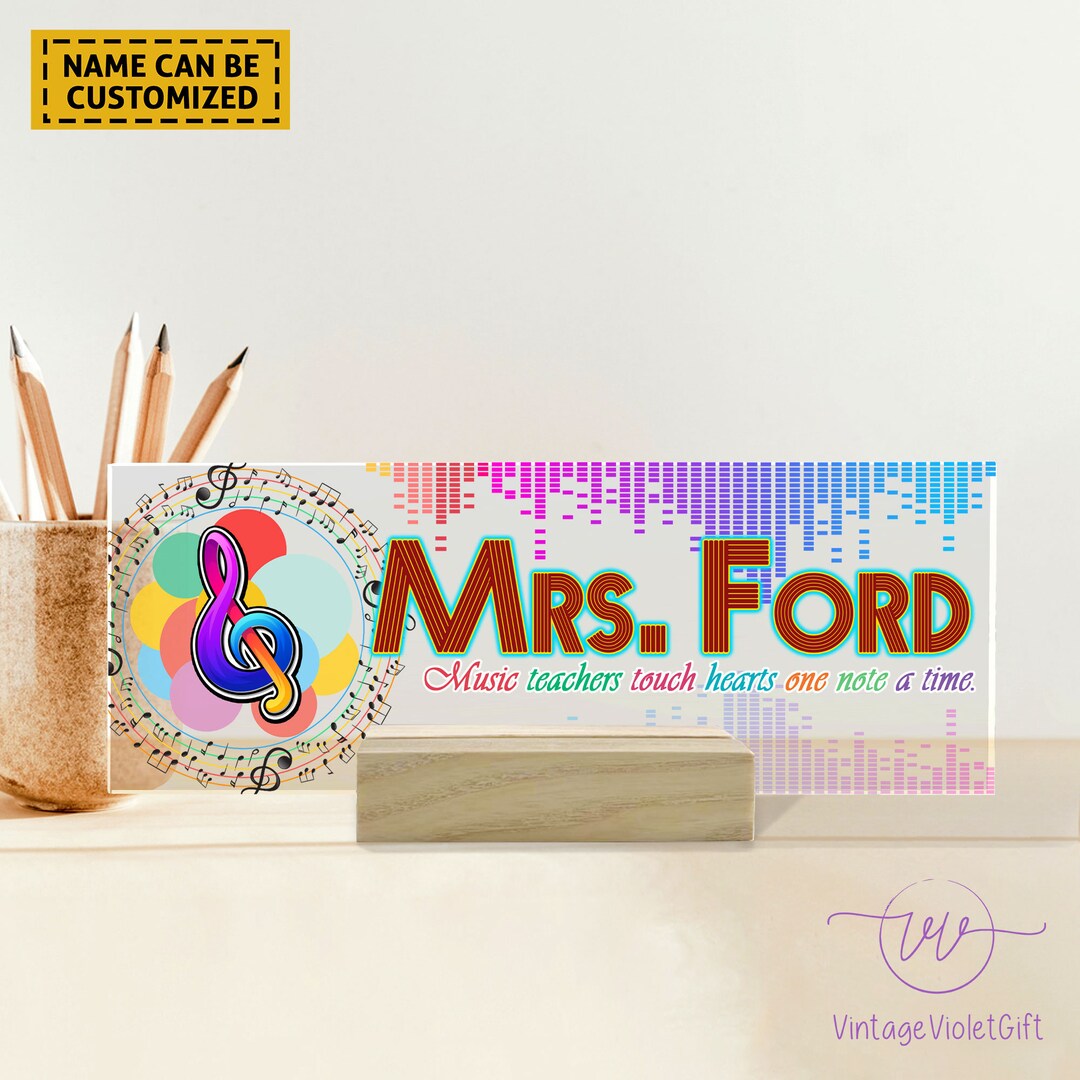 Music Teacher Name Plate, Music Teacher Gifts, Personalized Desk Sign ...