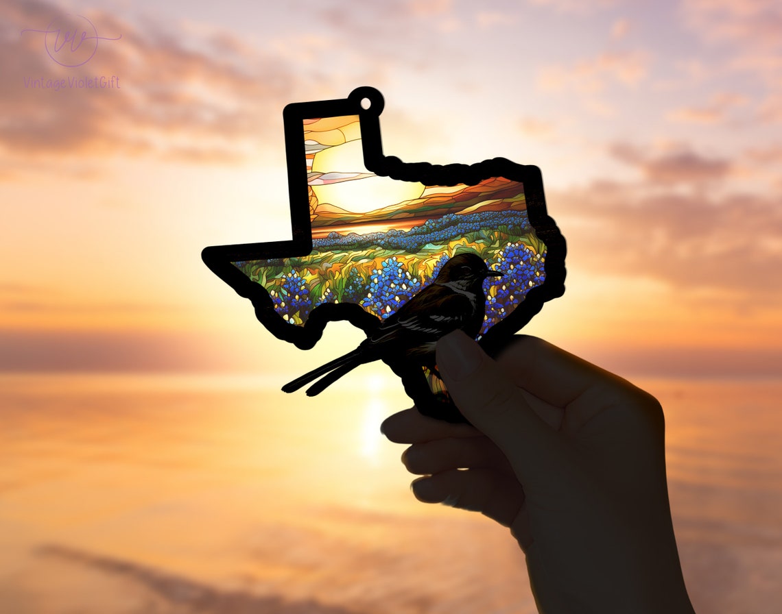 Texas Suncatcher Ornament Texas Stained Ornament Northern - Etsy