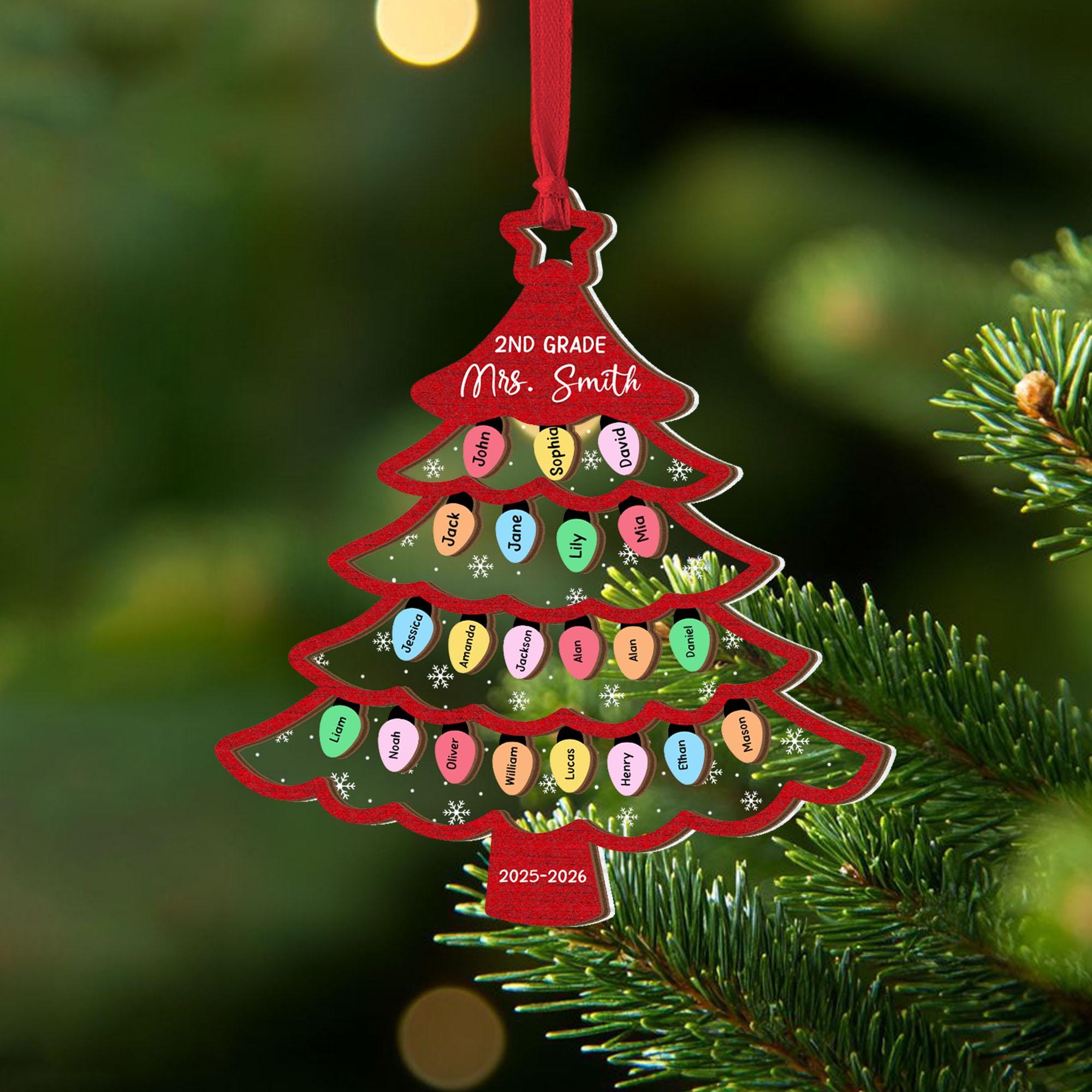 Custom Classroom List Teacher Christmas Tree Ornament, Personalized ...