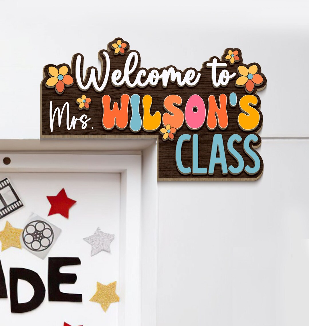 Teacher Door Sign, Back to School Gift, Personalized Classroom 3D ...