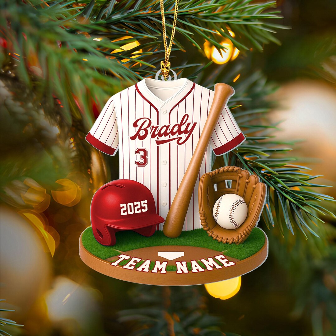 Custom Baseball Ornament, Baseball Player Christmas Ornament, Baseball ...