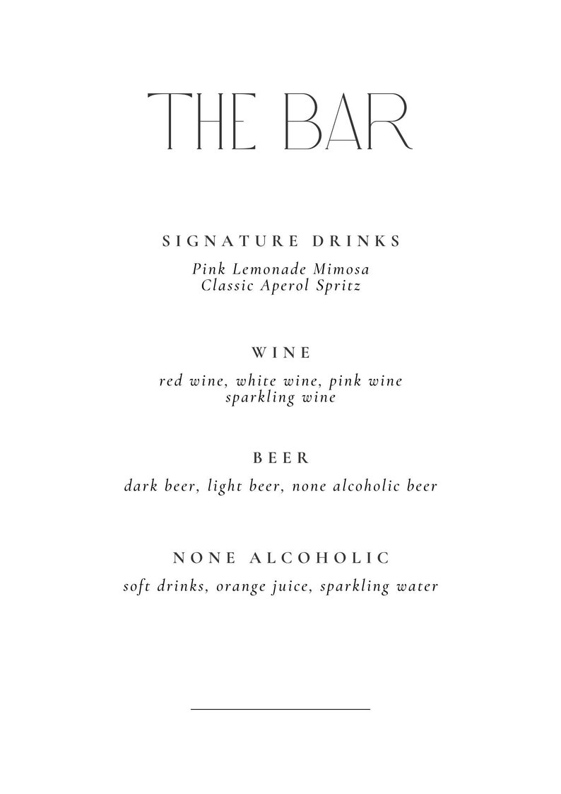 Wedding Menu Template - Etsy