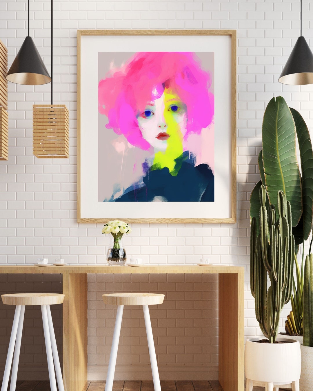 ADHD Dreams No.16 Canvas Wall Art Portrait Art Pink Art Unique Art Gift ...