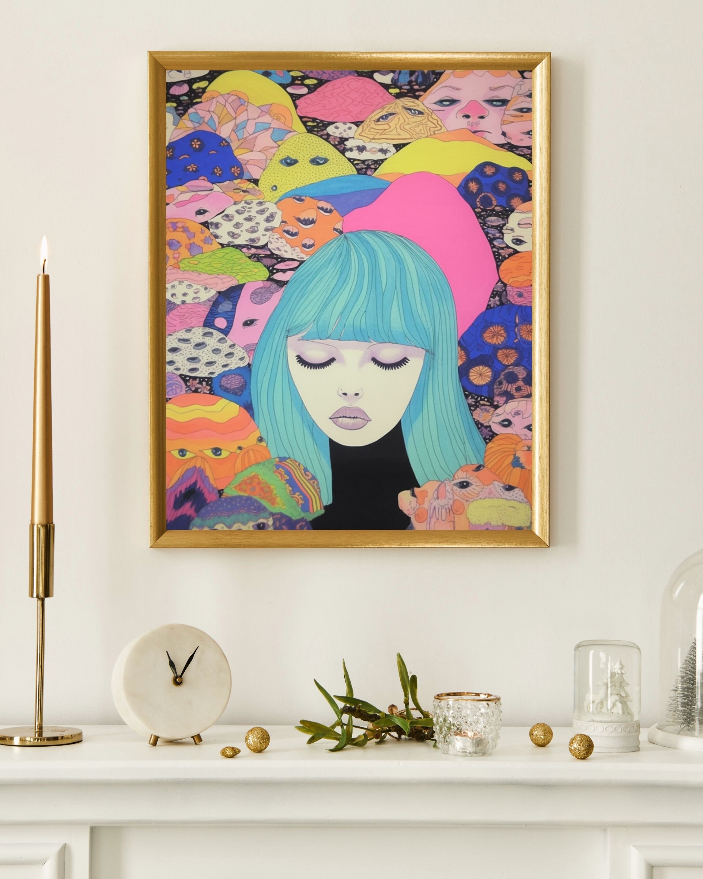Manic Mind Art Print Unique Art Poster Mental Health Art Colorful Art ...