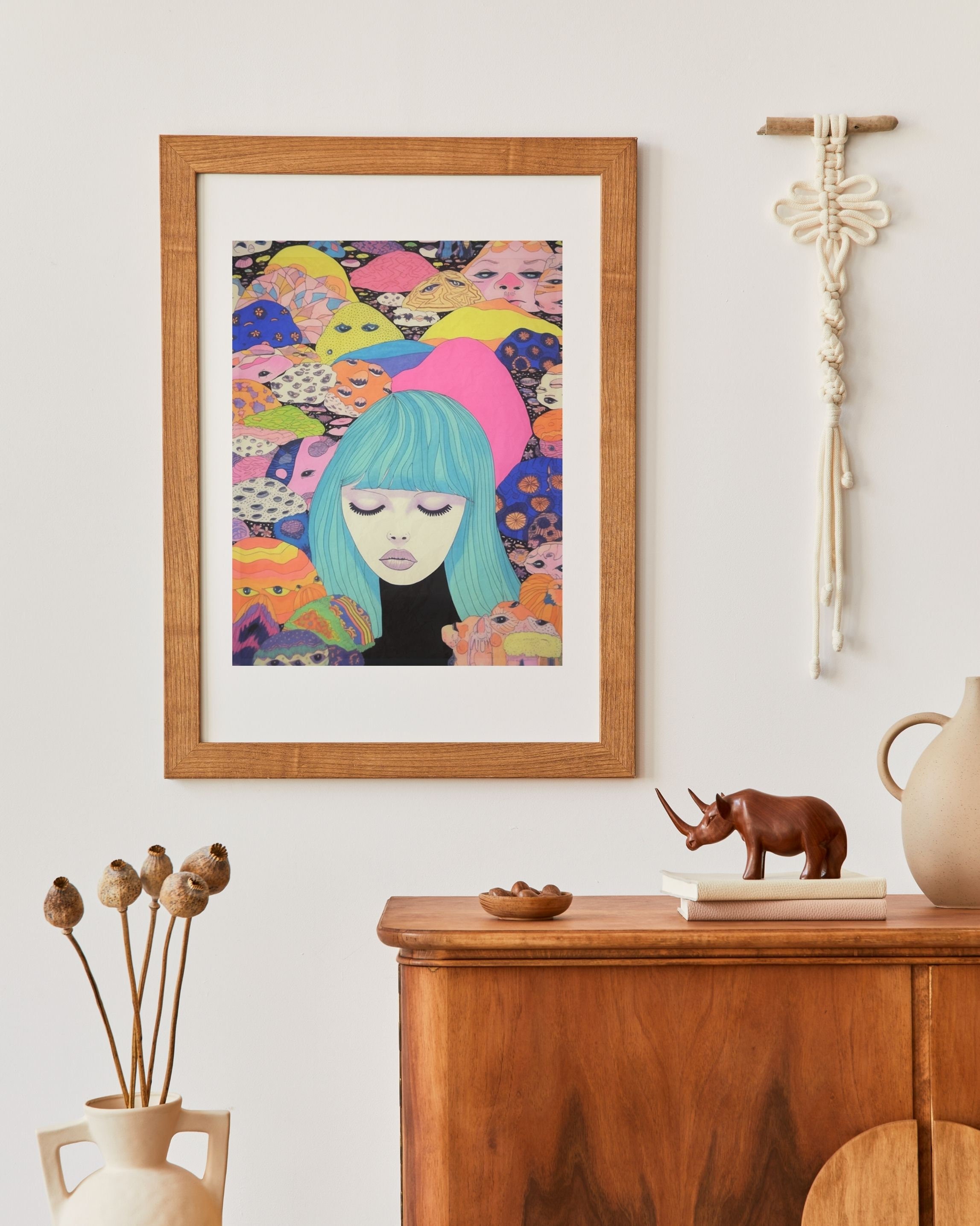 Manic Mind Art Print Unique Art Poster Mental Health Art Colorful Art ...