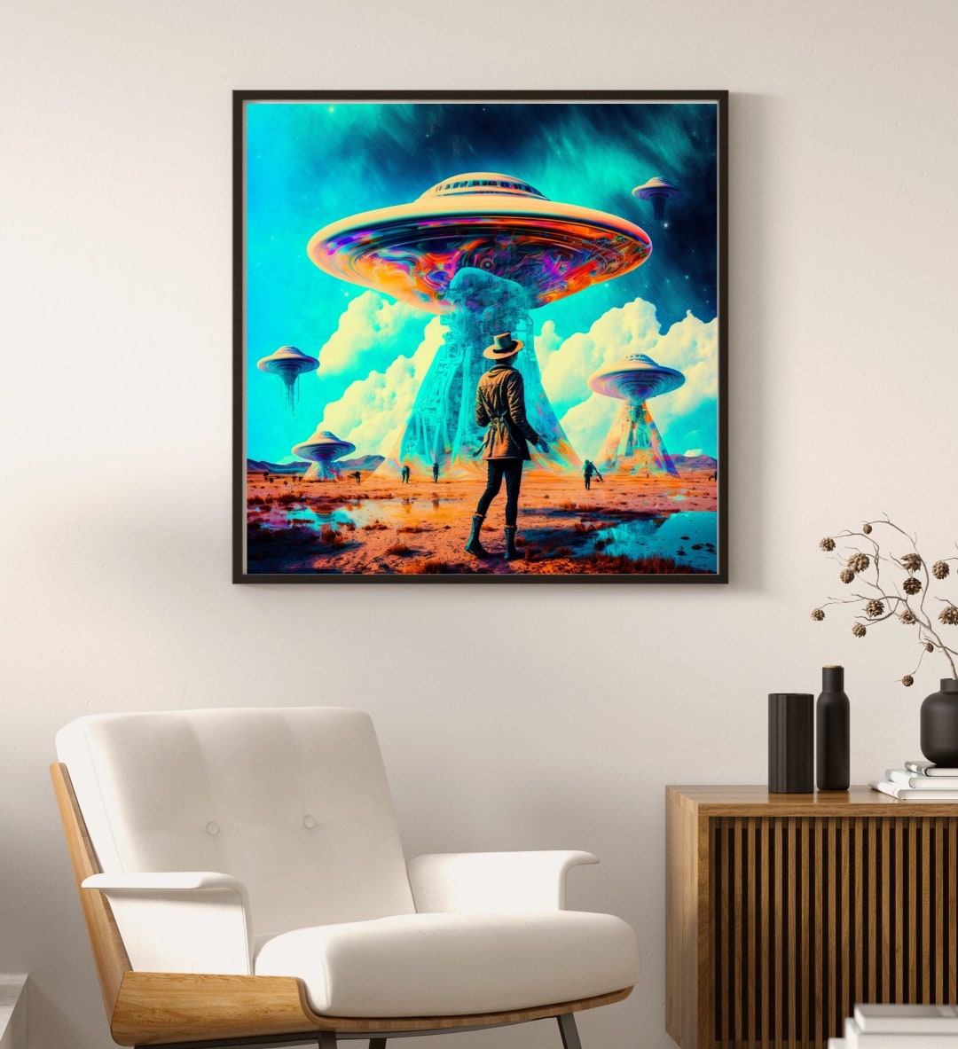 Invasion No.2 Canvas Wall Art Alien Art UFO Art Unique Art Alien Lover ...