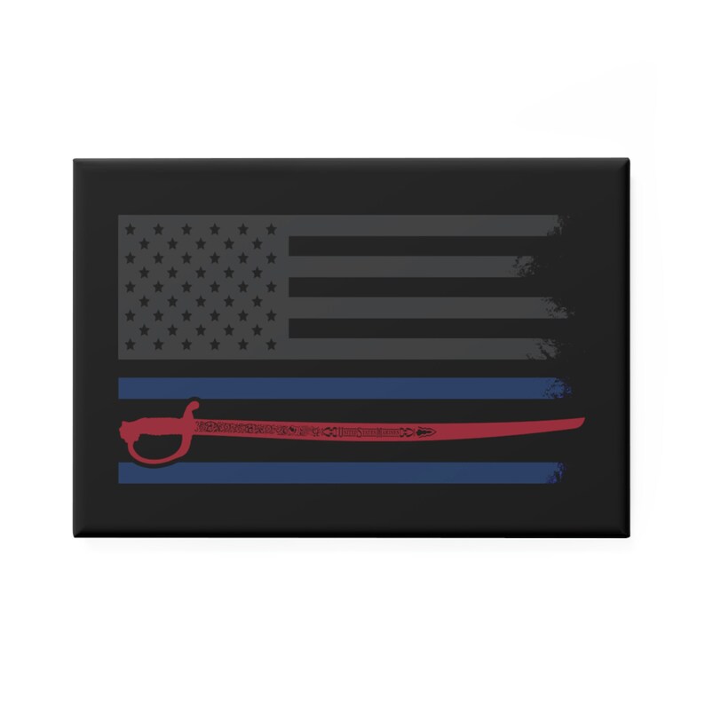 USMC Blood Stripe NCO Sword Flag - Button Magnet, Rectangle (1 & 10 Pcs ...