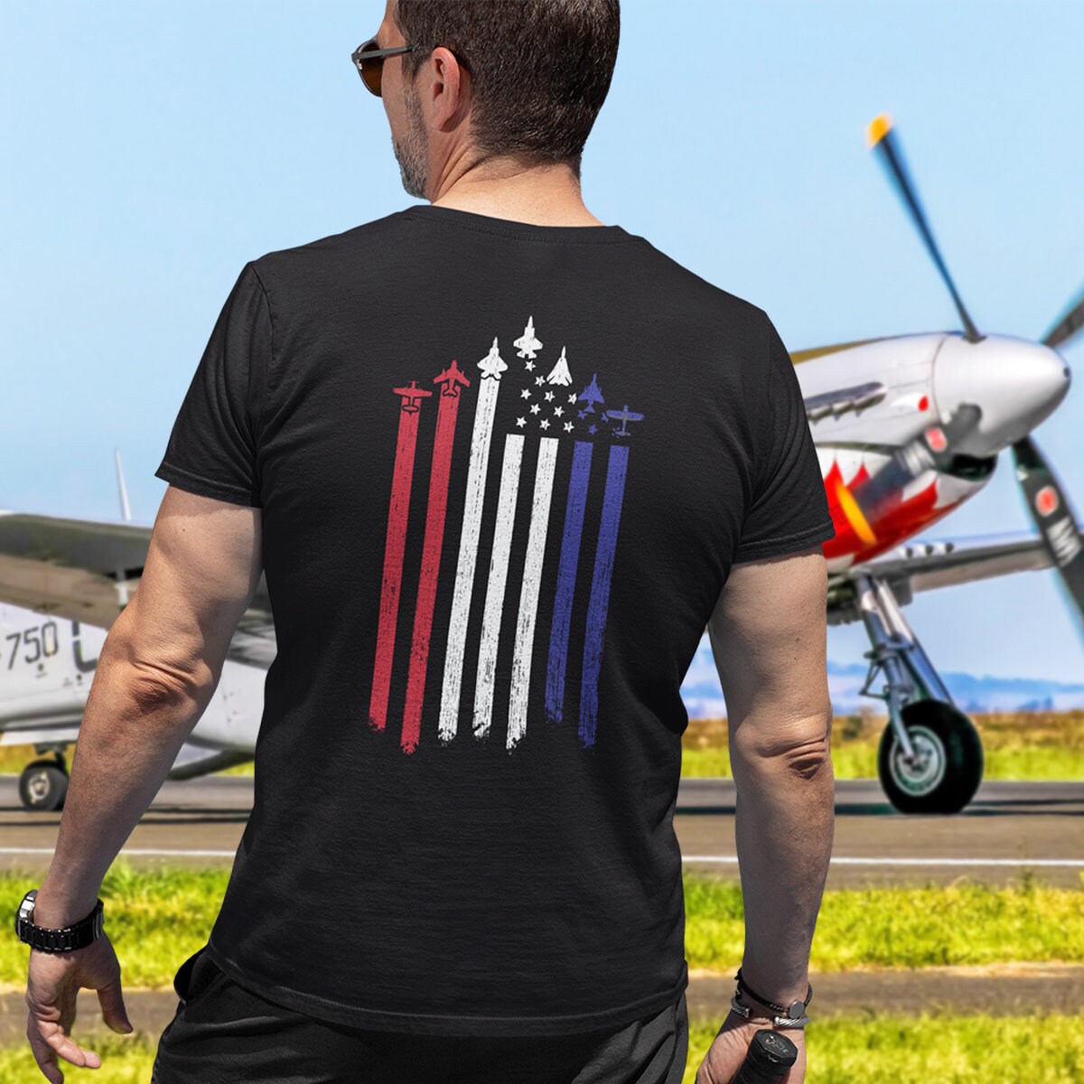 USMC Marine Corps Military Warbird Tribute Tee Custom Graphic T-shirt ...